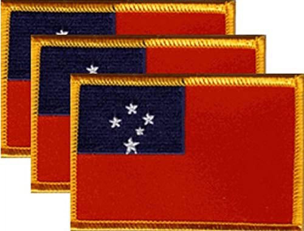 PACK of 3 Samoa - Western Flag Patches 3.50" x 2.25", Samoan Embroidered Iron On or Sew On Flag ...