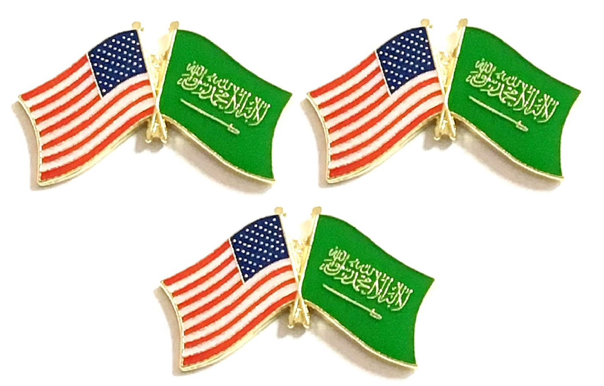 Saudi Arabia & US Crossed Double Flag Lapel Pins, Pack of 3 - Walmart.com