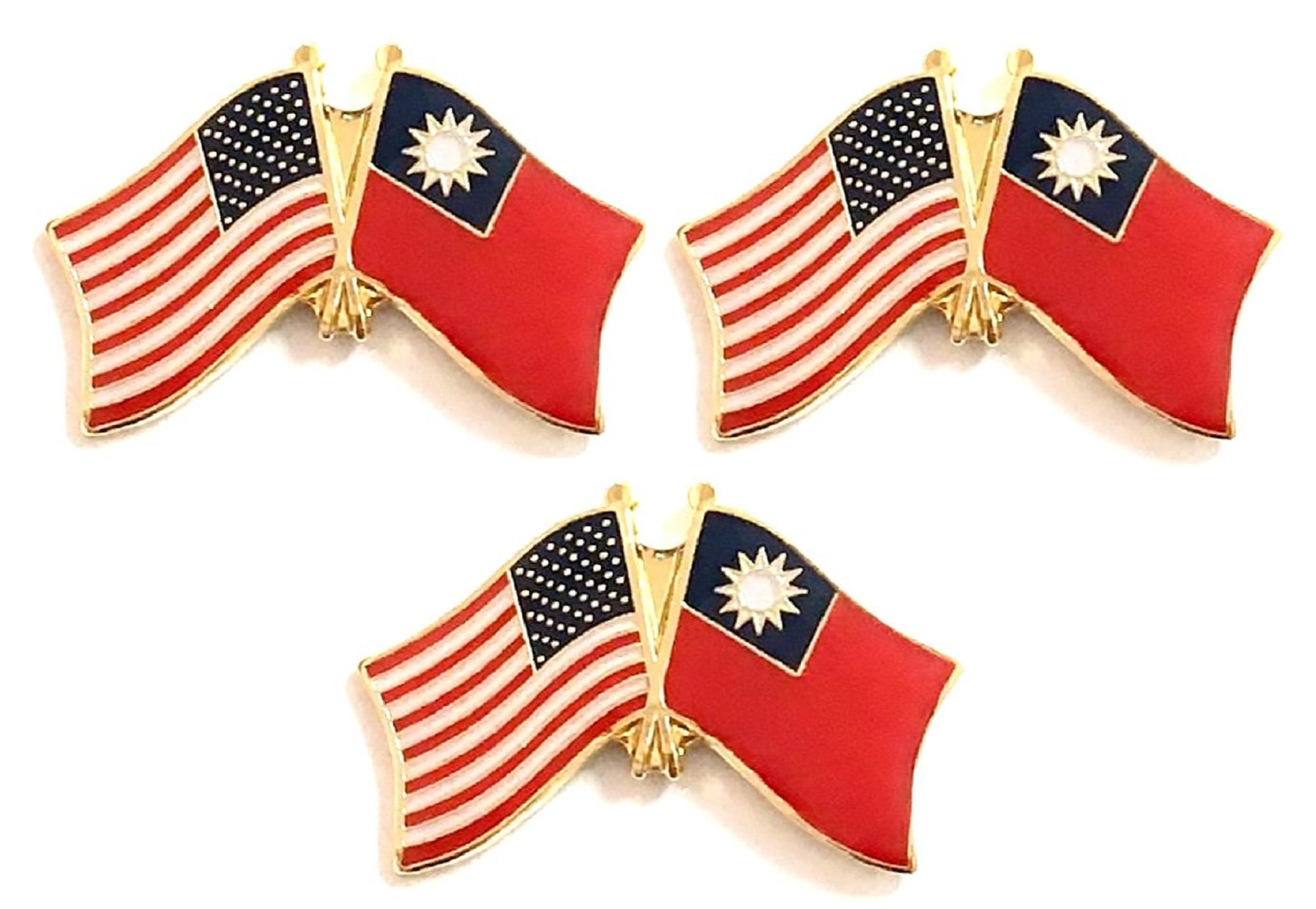 Taiwan & US Crossed Double Flag Lapel Pins, Pack of 3 - Walmart.com