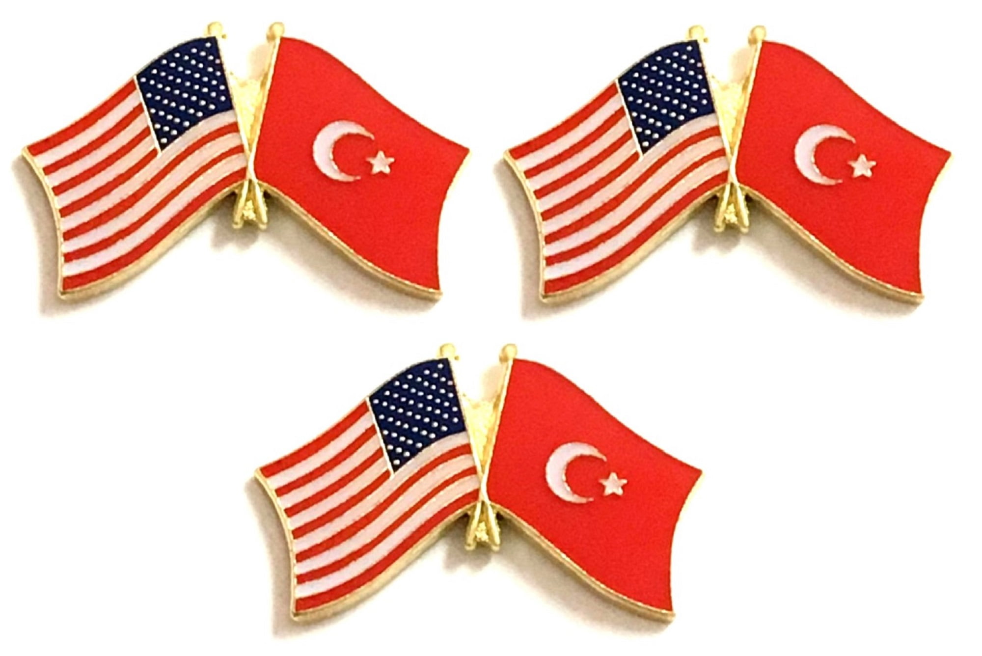 Turkey & US Crossed Double Flag Lapel Pins, Pack of 3 - Walmart.com