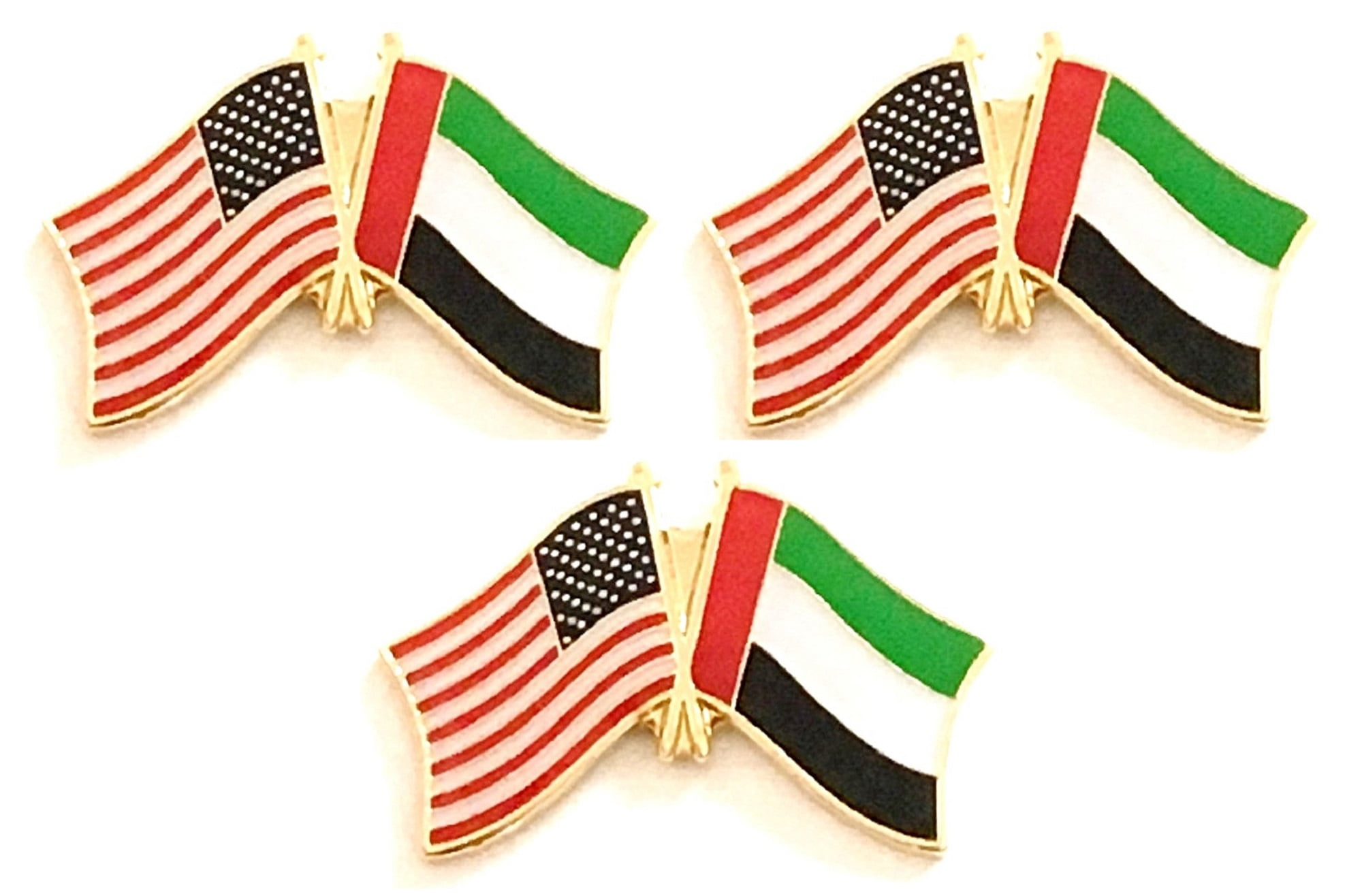 United Arab Emirates & US Crossed Double Flag Lapel Pins, Pack of 3 ...