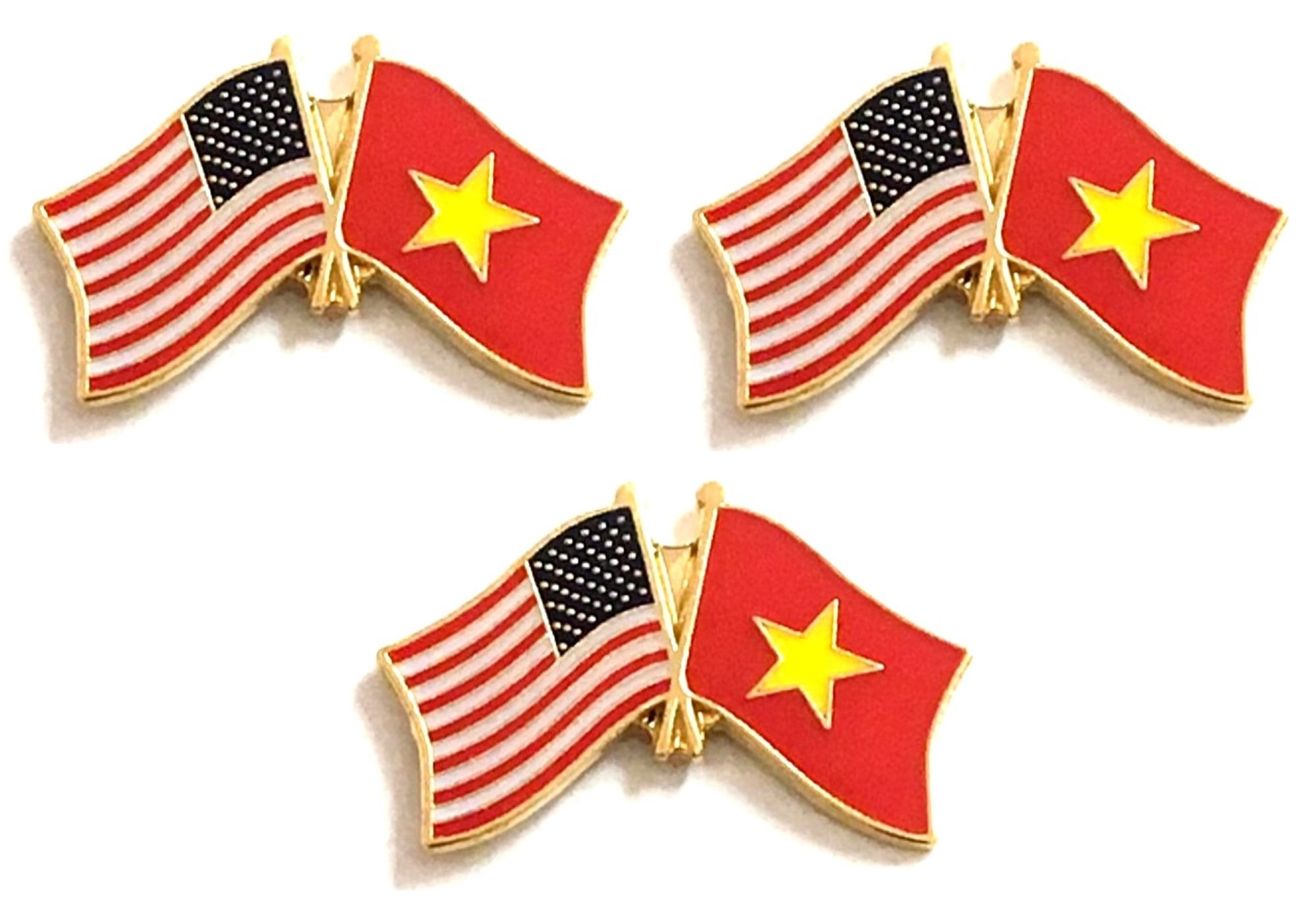 Vietnam & US Crossed Double Flag Lapel Pins, Pack of 3 - Walmart.com