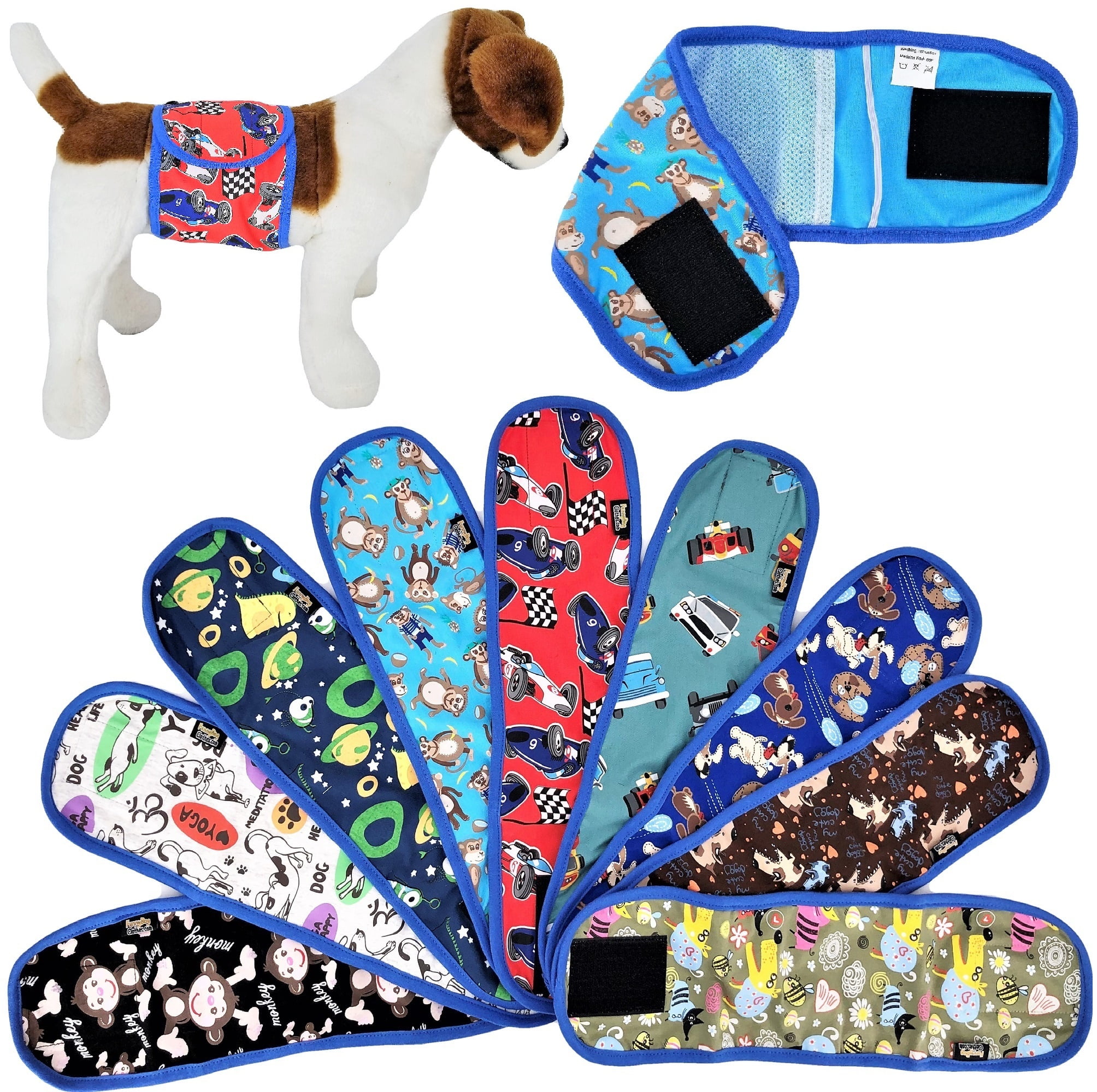 Walmart Pack of 3 or 9, Reusable Washable Doggy Puppy Belly Band Wraps ...
