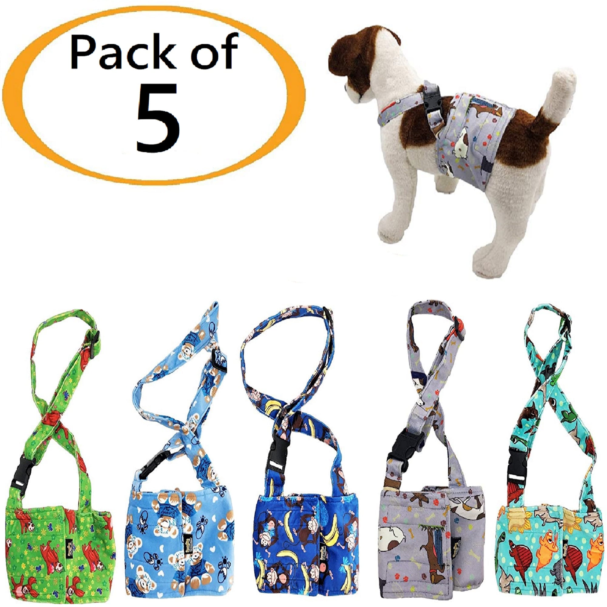 PACK of 5 Colors WASHABLE Dog Diaper for MALE Boy FLEECE Belly Band ...