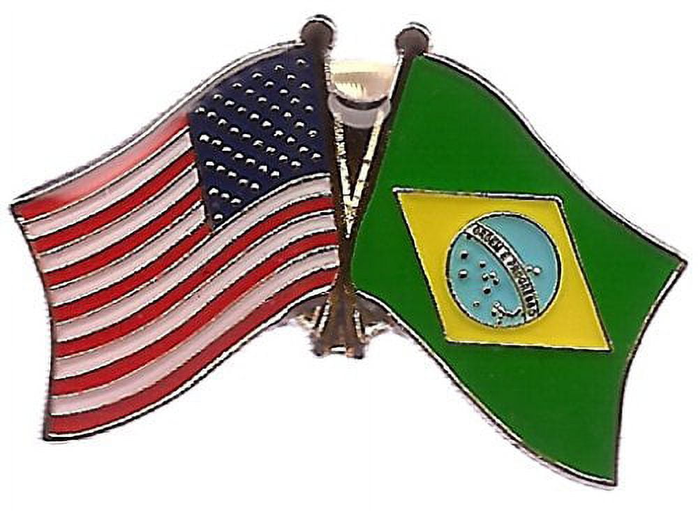 PACK of 50 Brazil & US Crossed Double Flag Lapel Pins, Brazilian ...