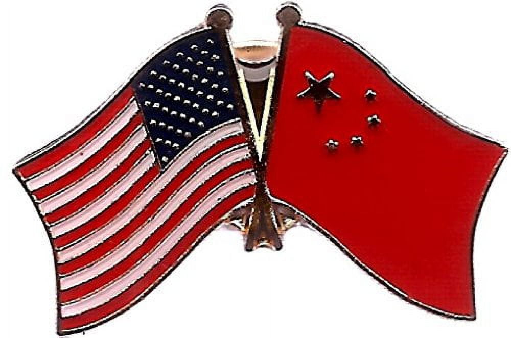 PACK of 50 China & US Crossed Double Flag Lapel Pins, Chinese ...