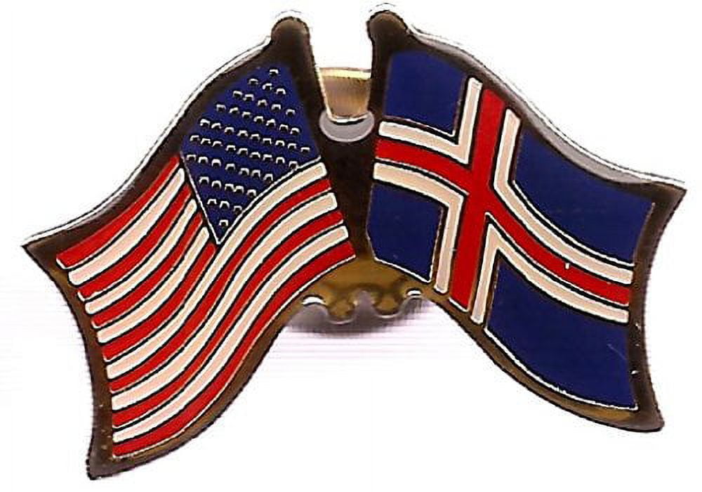 PACK of 50 Iceland & US Crossed Double Flag Lapel Pins, Icelandic ...