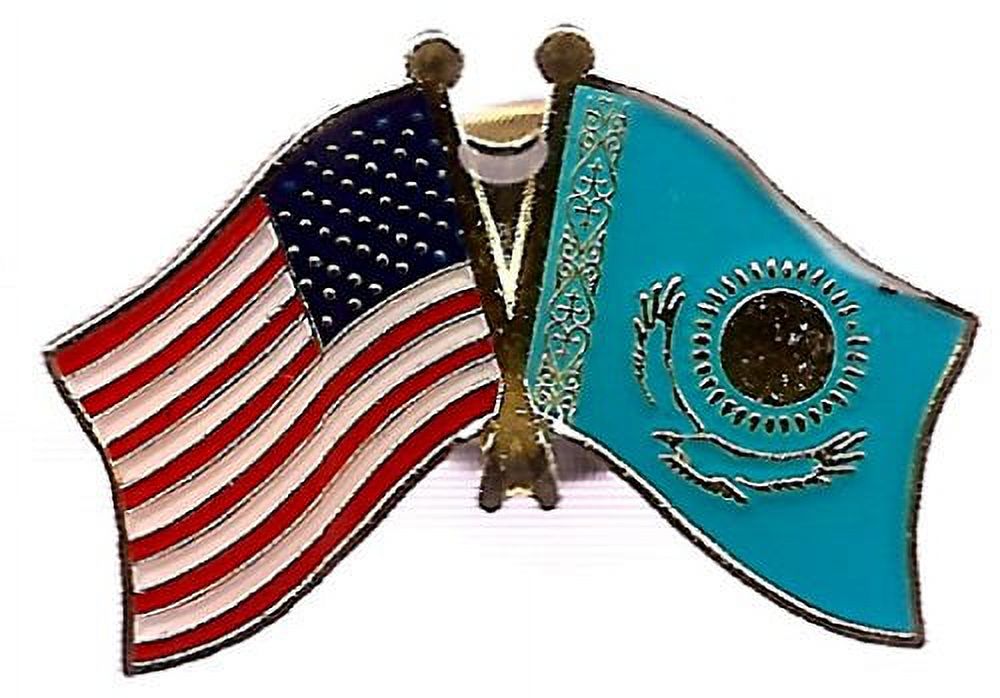 PACK of 50 Kazakhstan & US Crossed Double Flag Lapel Pins, Kazakhs ...