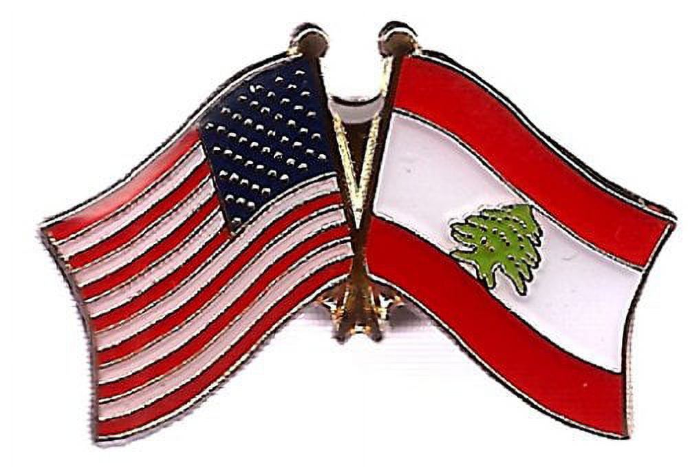 PACK of 50 Lebanon & US Crossed Double Flag Lapel Pins, Lebanese ...