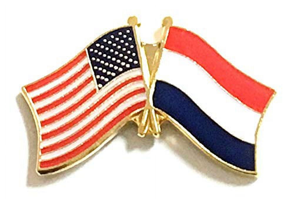 PACK of 50 Netherlands & US Crossed Double Flag Lapel Pins, Dutch ...