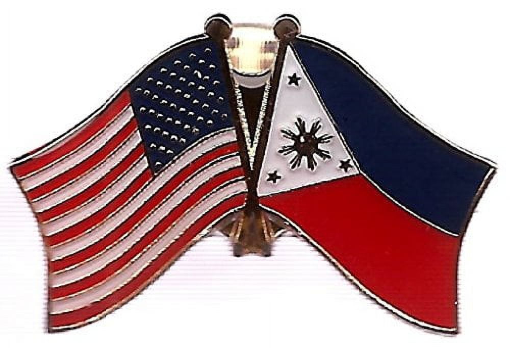 PACK of 50 Philippines & US Crossed Double Flag Lapel Pins, Filipino ...