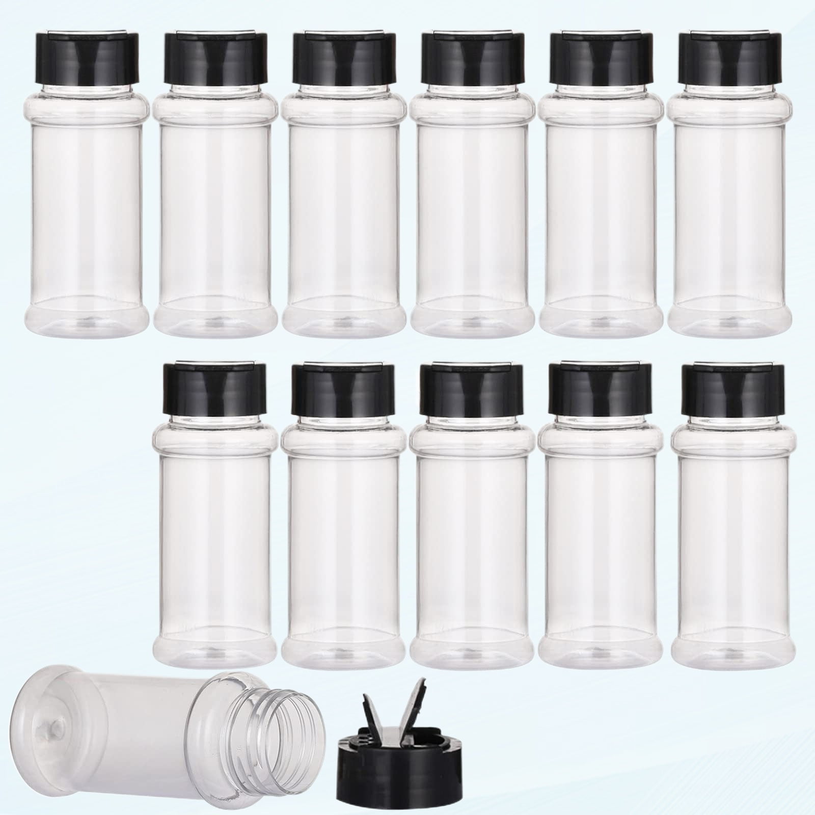 PACKAGING 12 - 3.3 oz Plastic Spice Jar Container Bottles with black ...