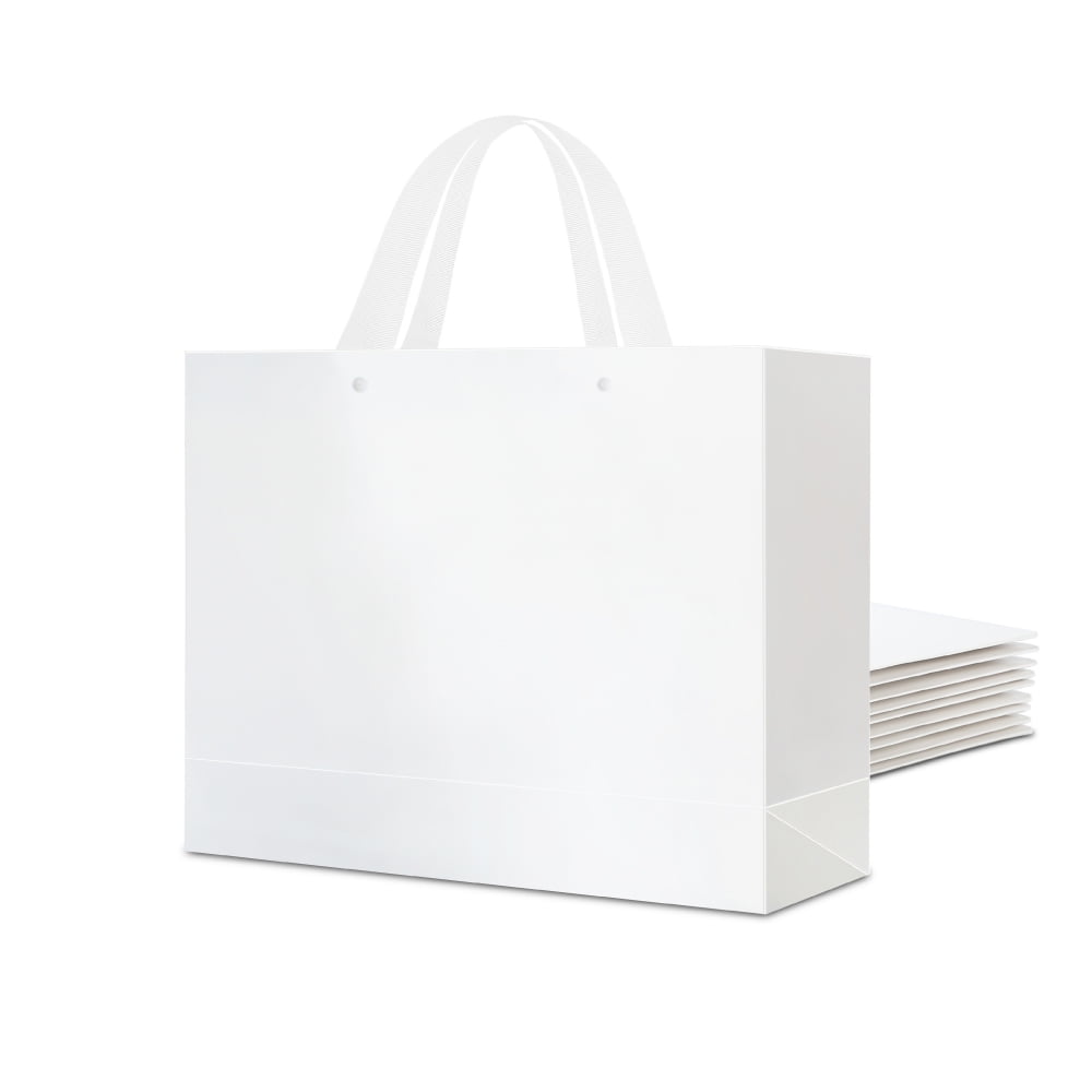 PACKHOME 10 Large Gift Bags, White Paper Gift Bags with Handles for ...