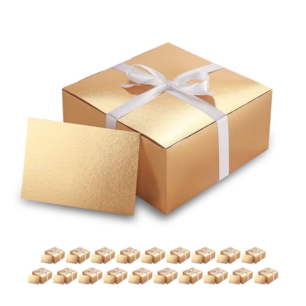 PACKHOME 20 Gold Gift Boxes, Bridesmaid Boxes, 8x8x4 inches, Paper Gift ...