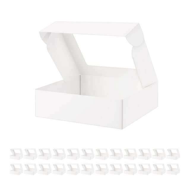 PACKHOME 25 Pcs Cookies Boxes 9x7x2.5 inches, White Bakery Boxes with ...