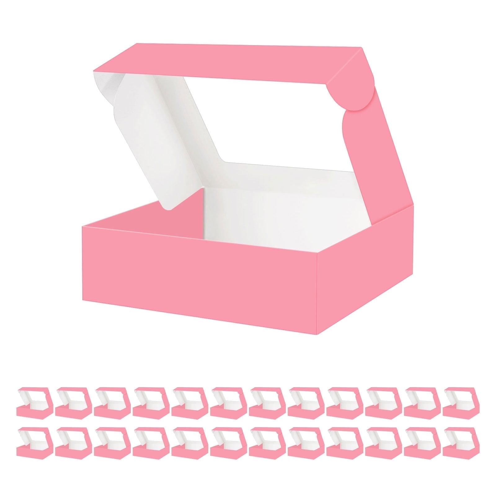 PACKHOME 25 Pink Bakery Boxes with Window, 9x7x2.5 Inches Cake Boxes ...