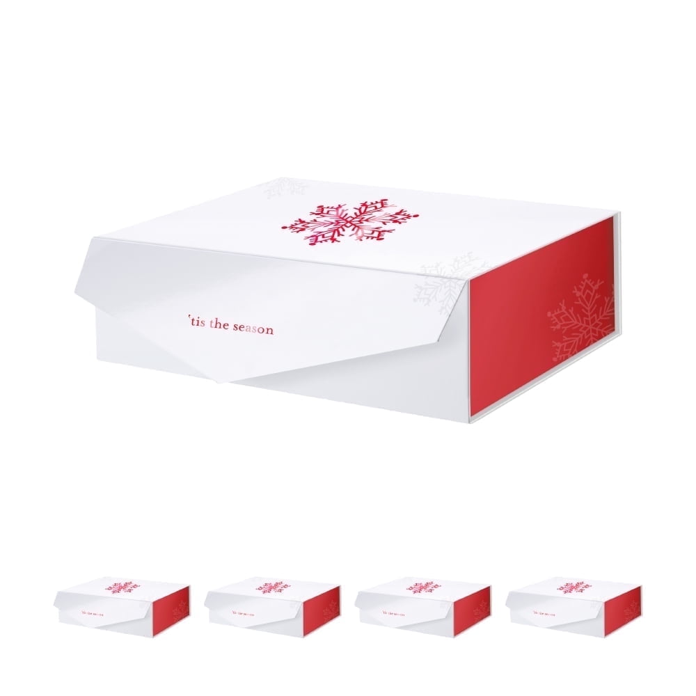 PACKHOME 5 Gift Boxes, Large Red Christmas Boxes with Magnetic Lids, 13 ...