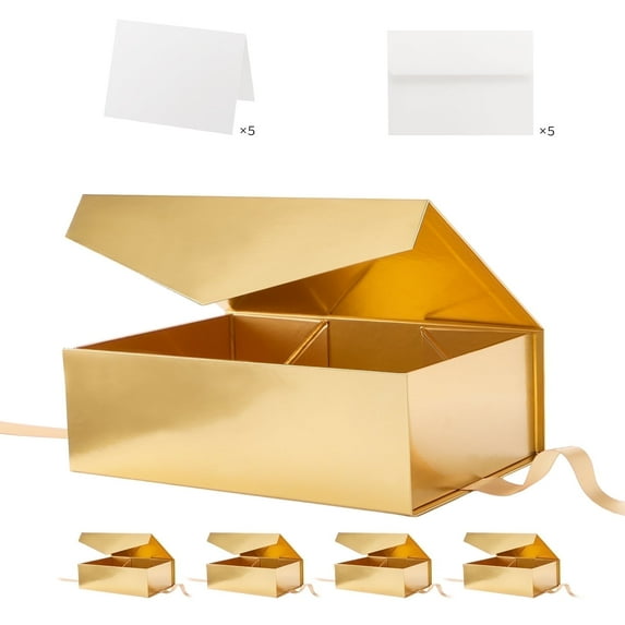 PACKHOME 5 Large Gift Boxes with Ribbon, Gold Magnetic Gift Boxes for ...