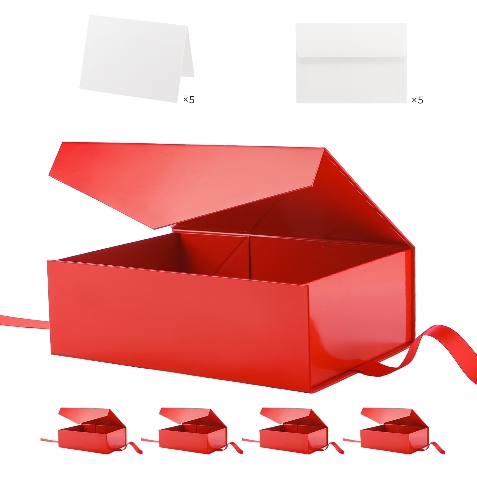 PACKHOME 5 Large Gift Boxes with Ribbon, Valentine's Day Red Magnetic ...