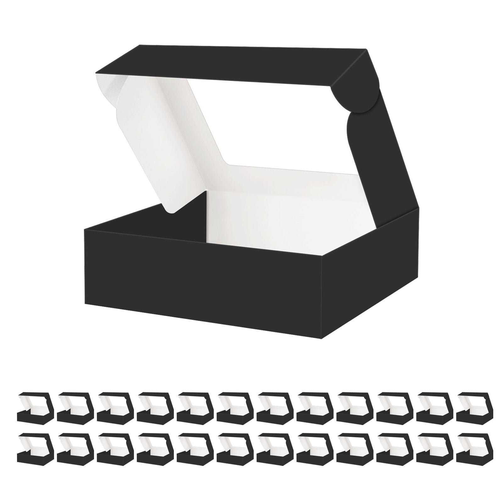 PACKHOME 25 Black Bakery Boxes with Window, 9x7x2.5 Inches Cake Boxes ...