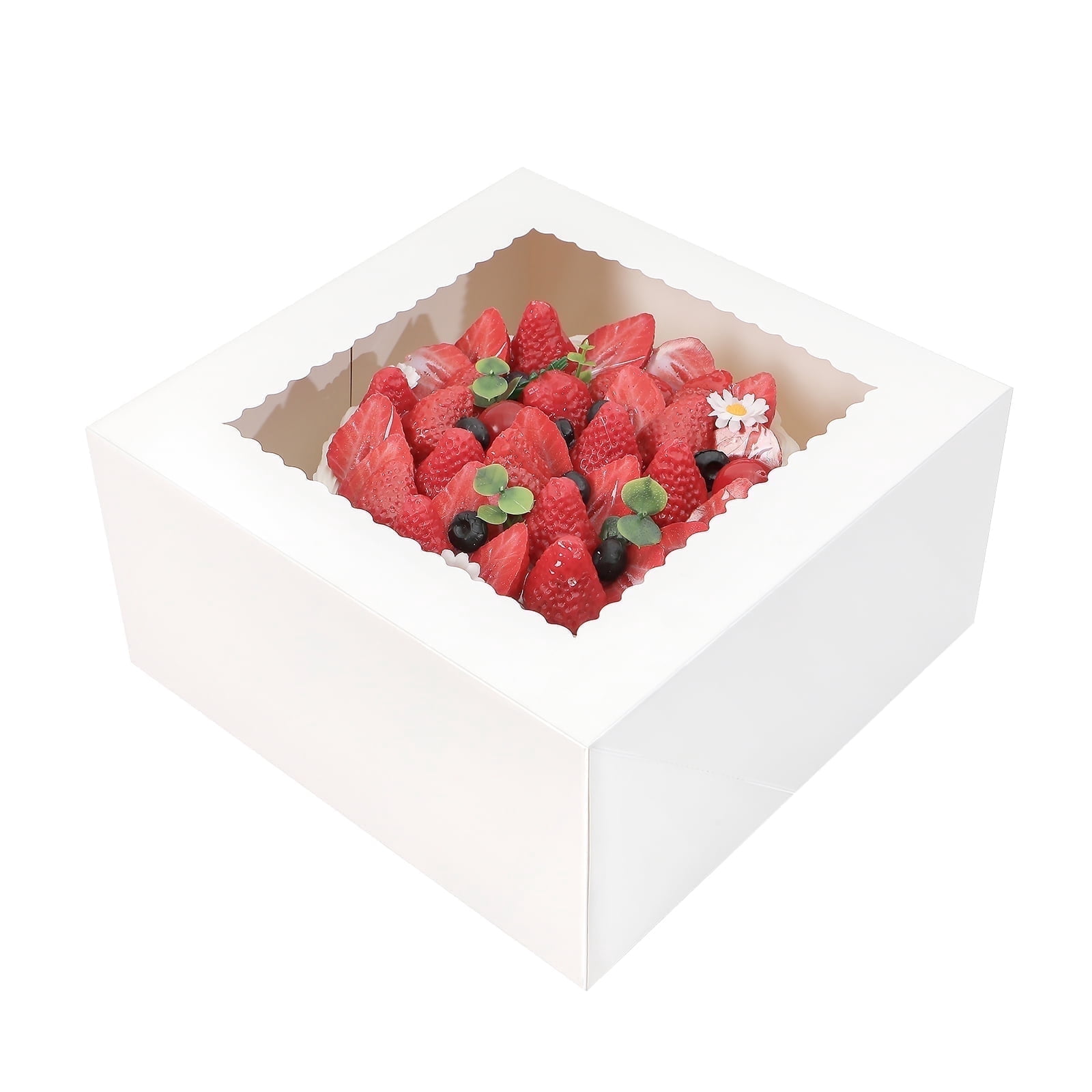 PACKHOME Cake Boxes 10x10x5 inches, 15 Count White Pie Boxes with ...