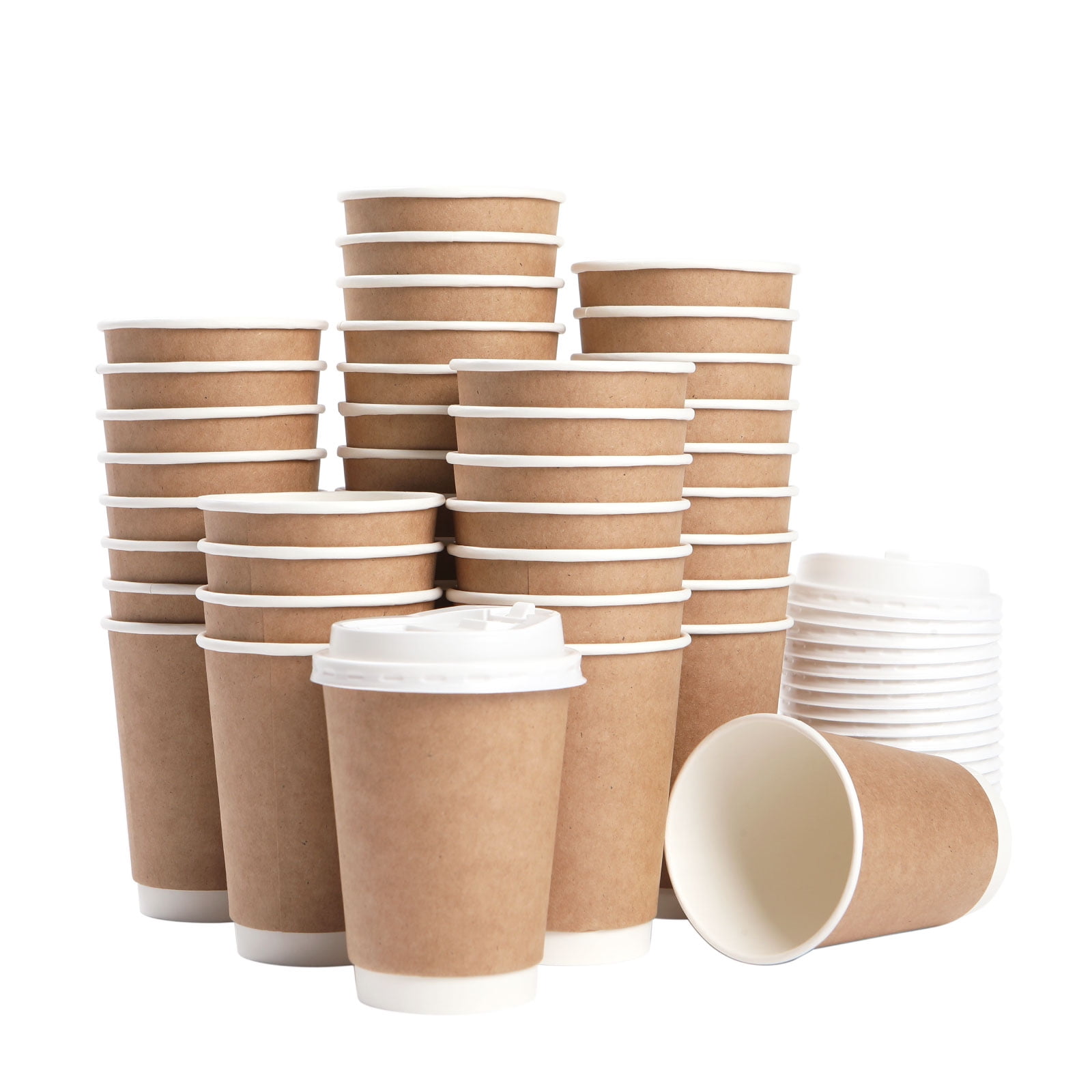 PACKHOME Disposable Paper Cups, 12 oz, 108 Count with 54 Lids, Paper ...