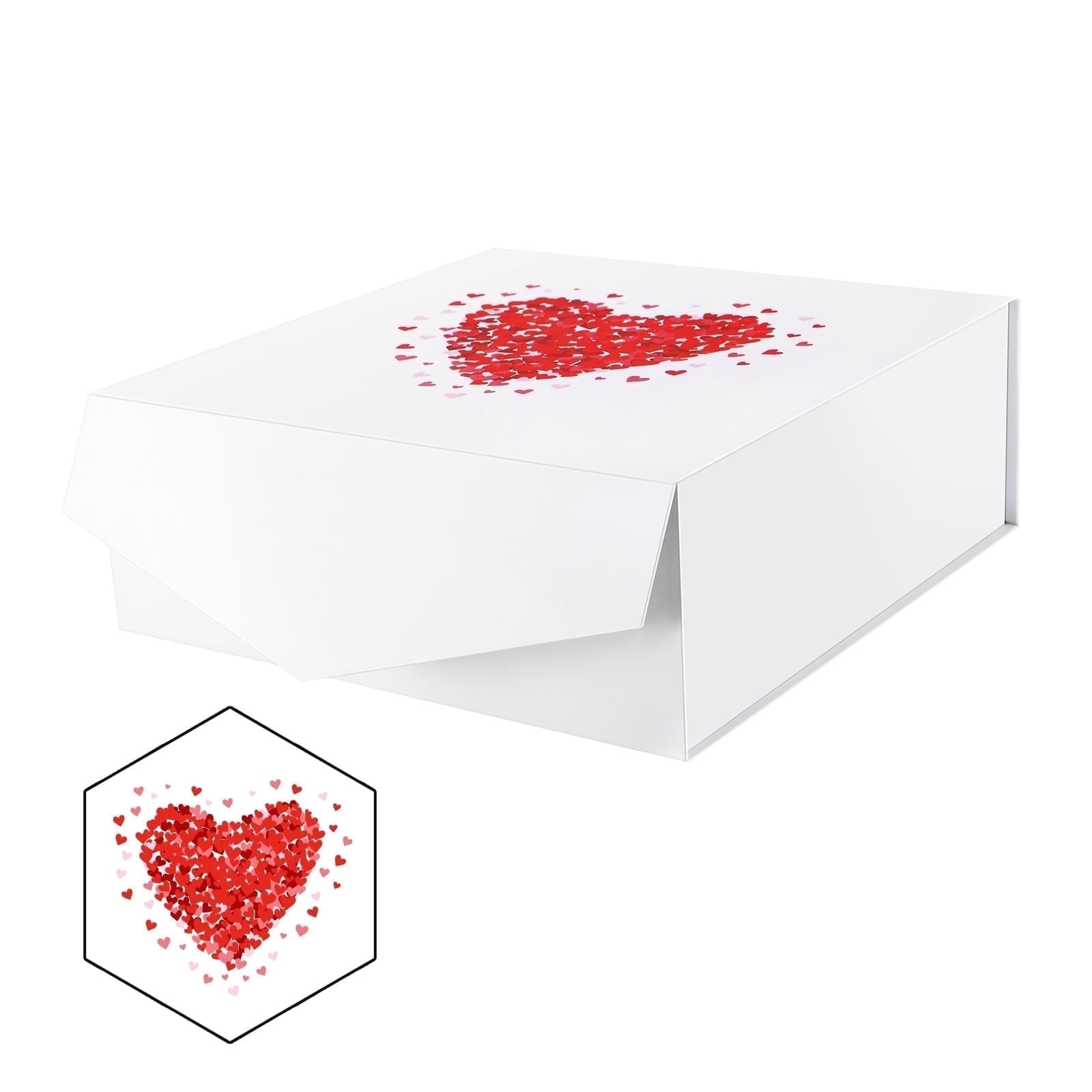 PACKHOME Gift Box with Heart for Mother's Day, 9x9x3.4 inches, White ...
