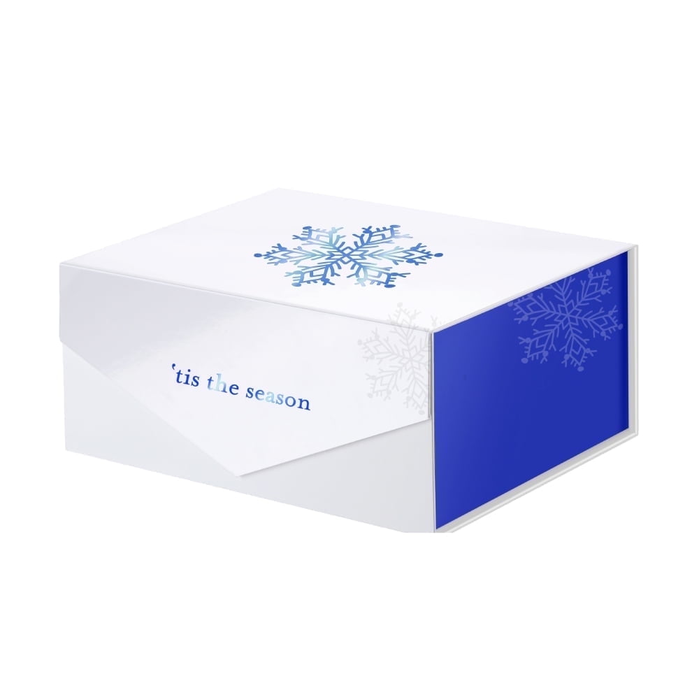 PACKHOME Blue Cardboard Gift Box with Lid, Magnetic Closure, Snowflake ...