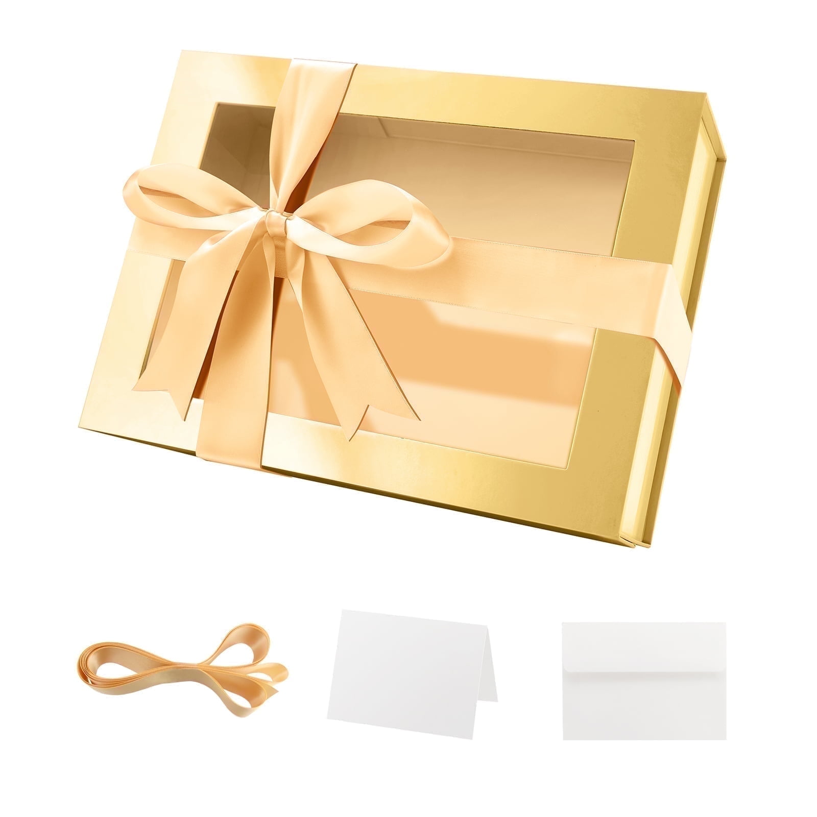 PACKHOME Gift Box with Lid, Gold Open Window Gift Box for Presents, 9x6 ...