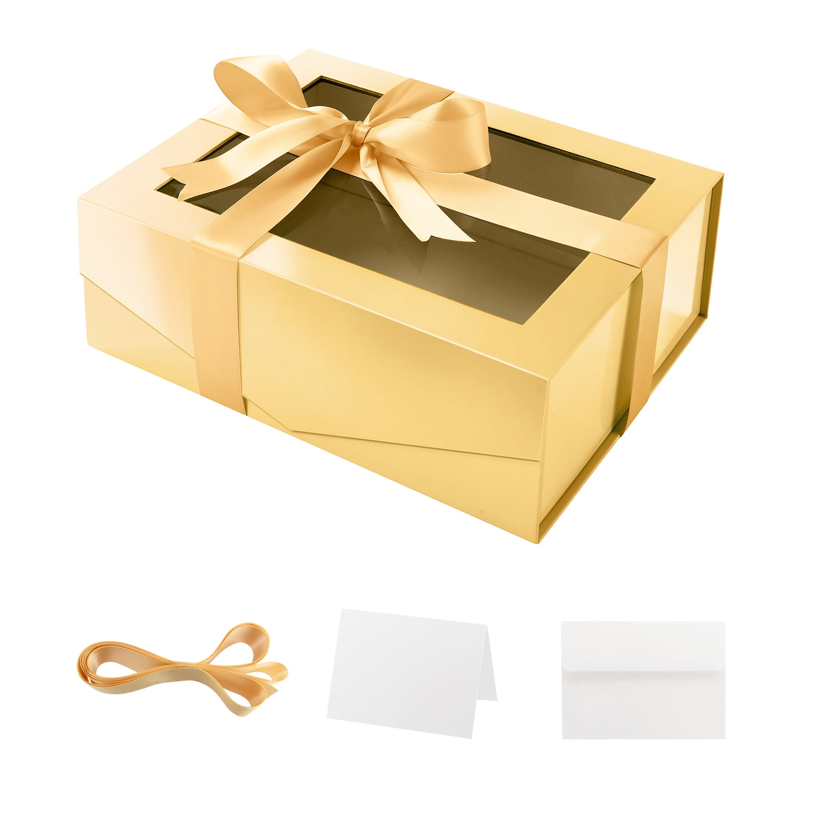 PACKHOME Gift Box with Lid, Gold Open Window Gift Box for Presents ...