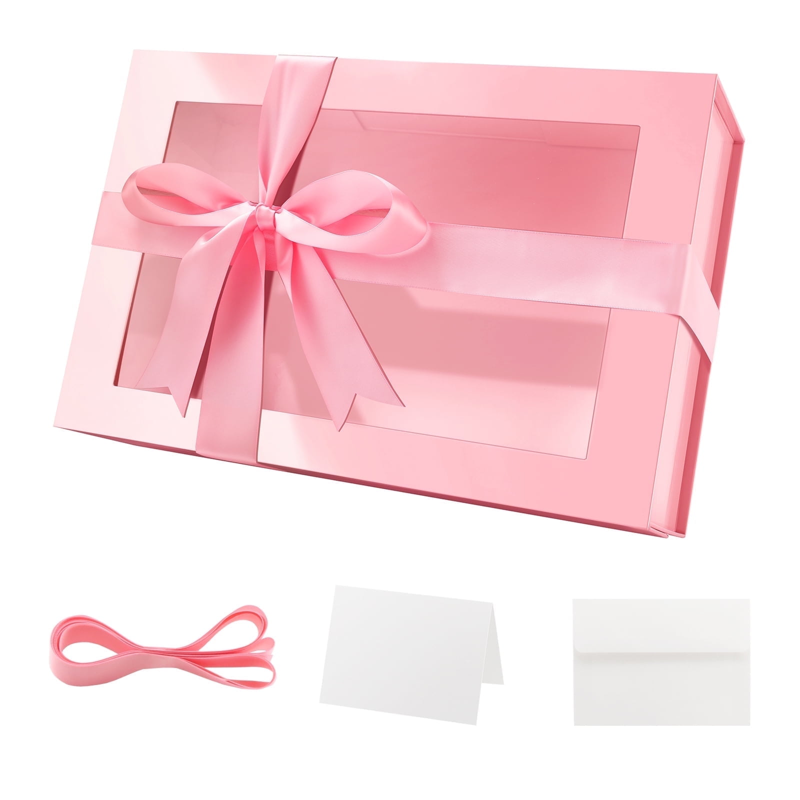 PACKHOME Gift Box with Window, Large Pink Open Window Gift Box with ...