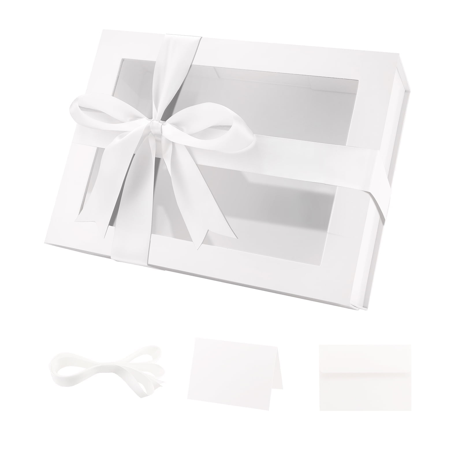 PACKHOME Gift Box with Window for Mother's Day, White Gift Box with ...