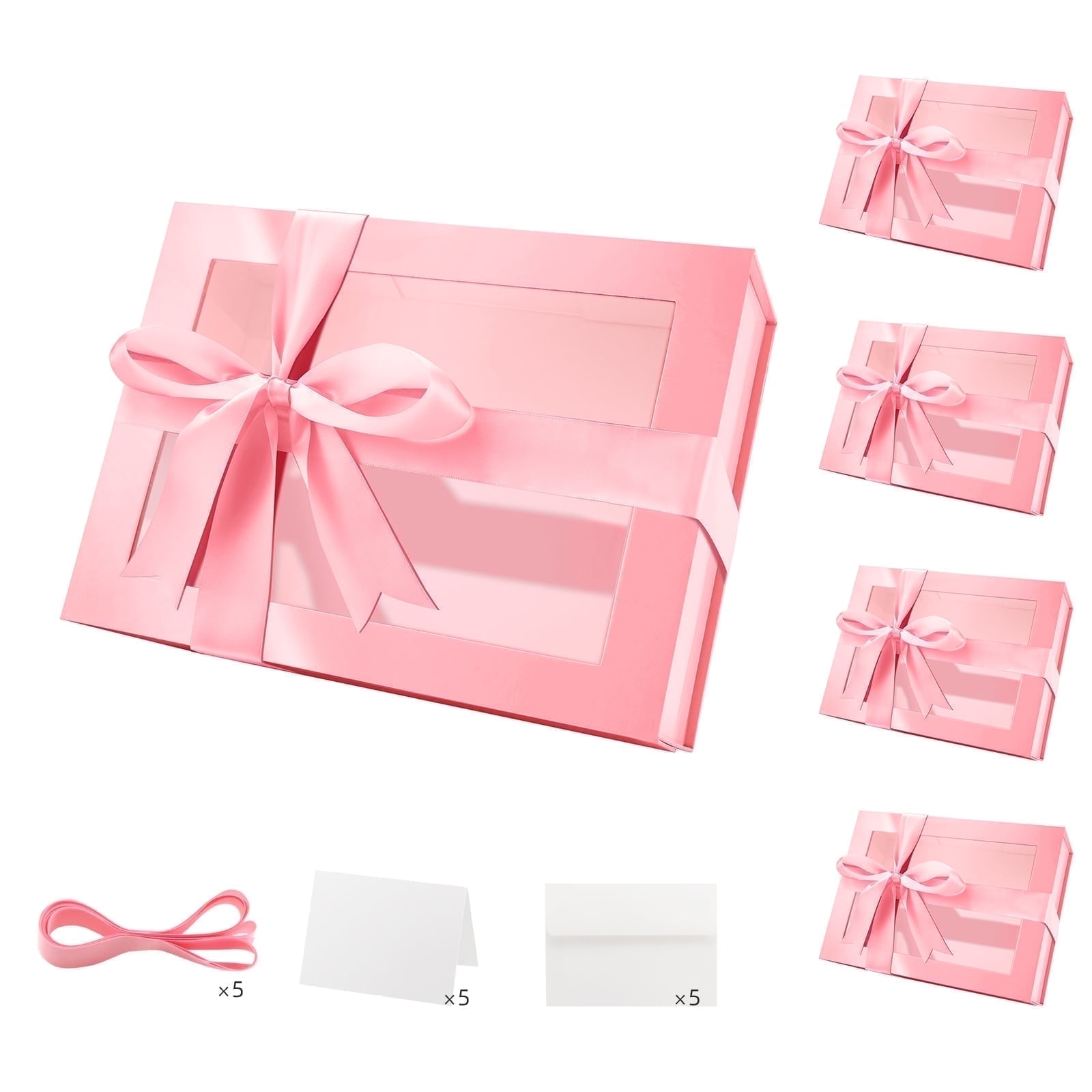PACKHOME Gift Boxes with Lids for Presents, 5 Pink Open Window Gift ...