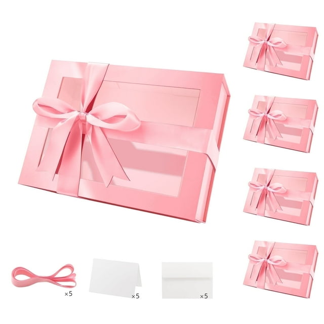 PACKHOME Valentine's Day 5 Gift Boxes with windows, 9x6.5x3.8 inches ...