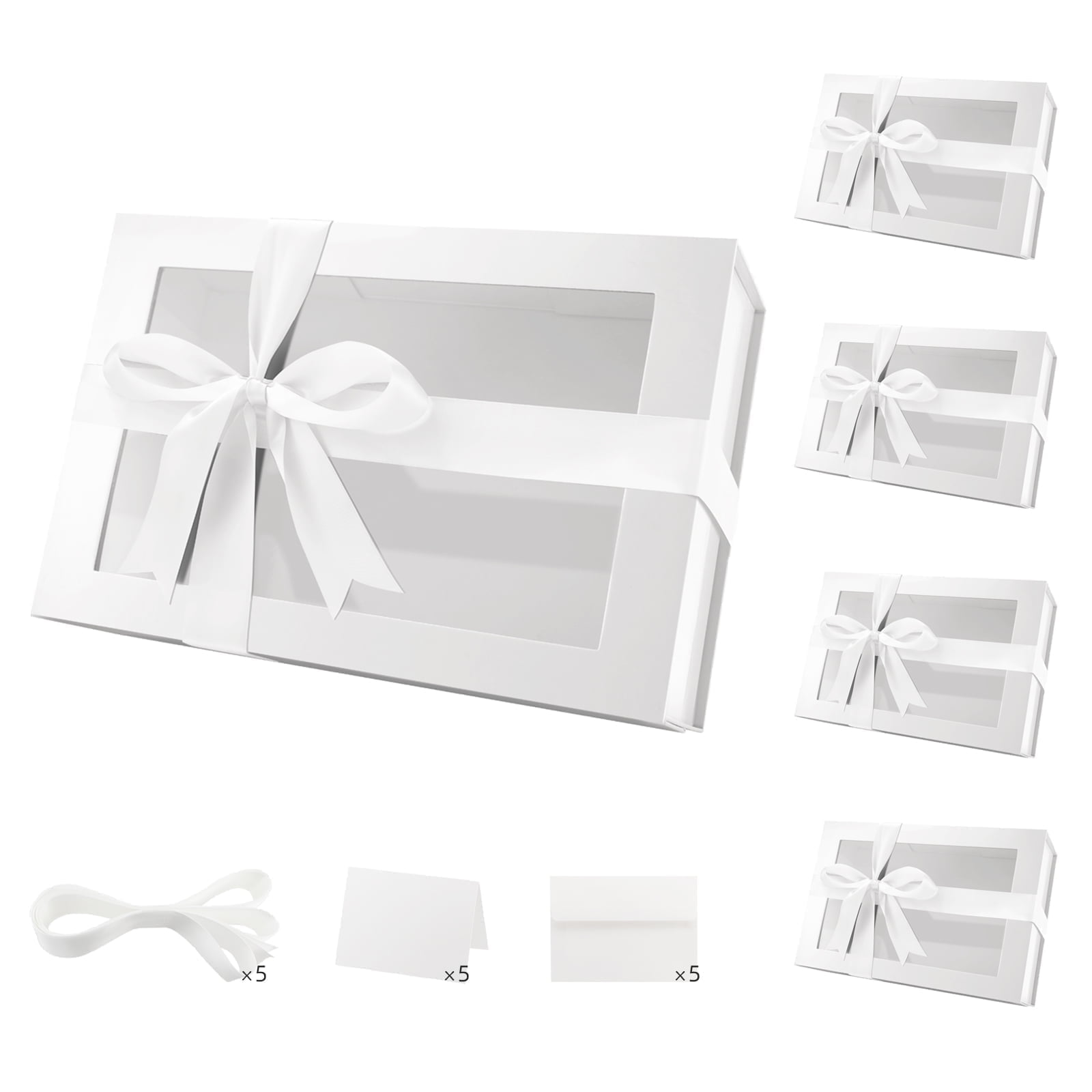 PACKHOME Large White Gift Boxes with Window, Magnetic Lids, 13.5x9x4.1 ...