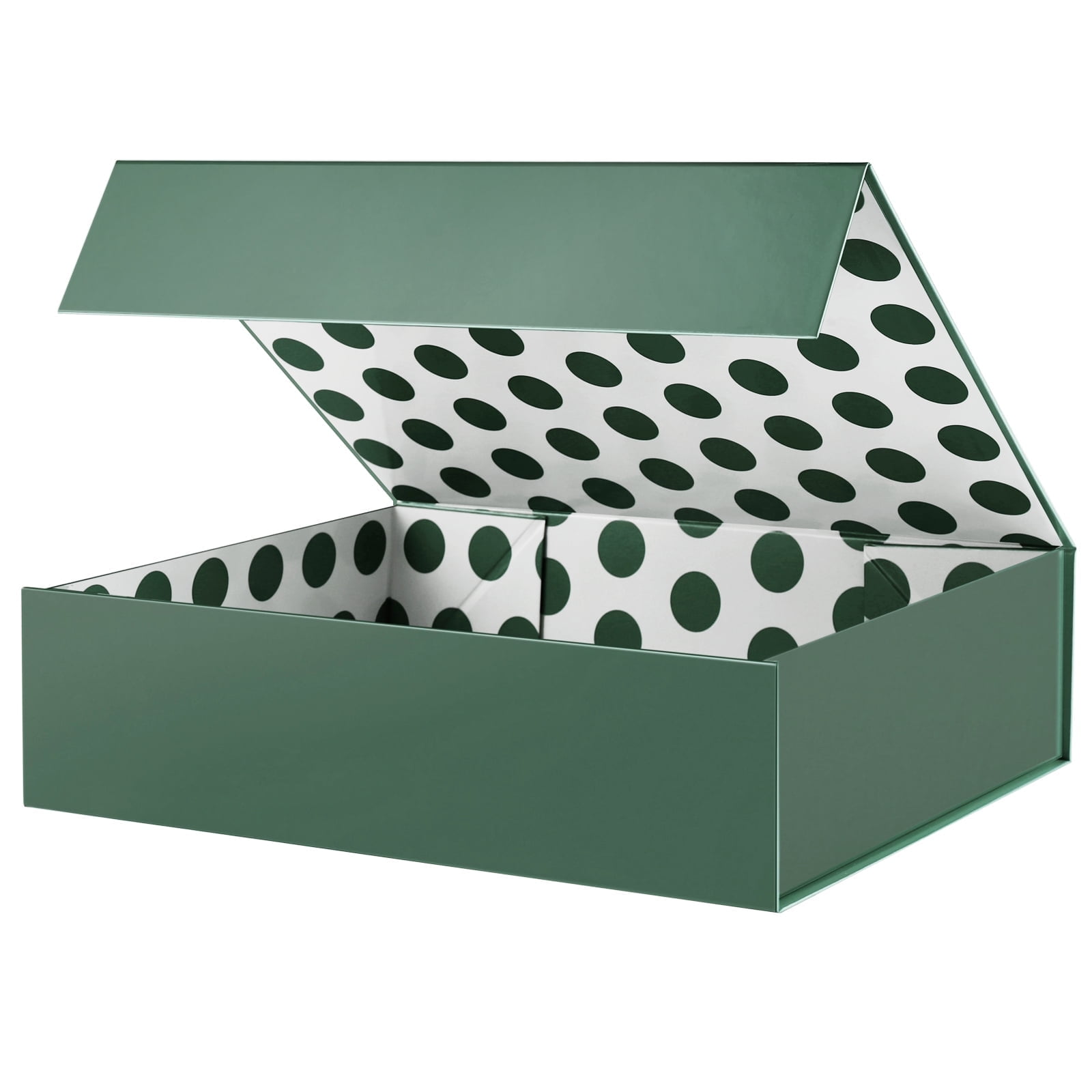 PACKHOME Hinged Gift Box, 13.5 x 10 x 3.5 inches, Green, Paper, Box ...