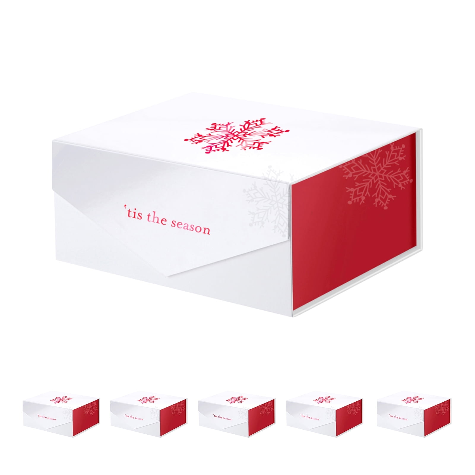 PACKHOME 6 Christmas Gift Boxes with Lids 9x6.5x3.8 Inches, Red ...