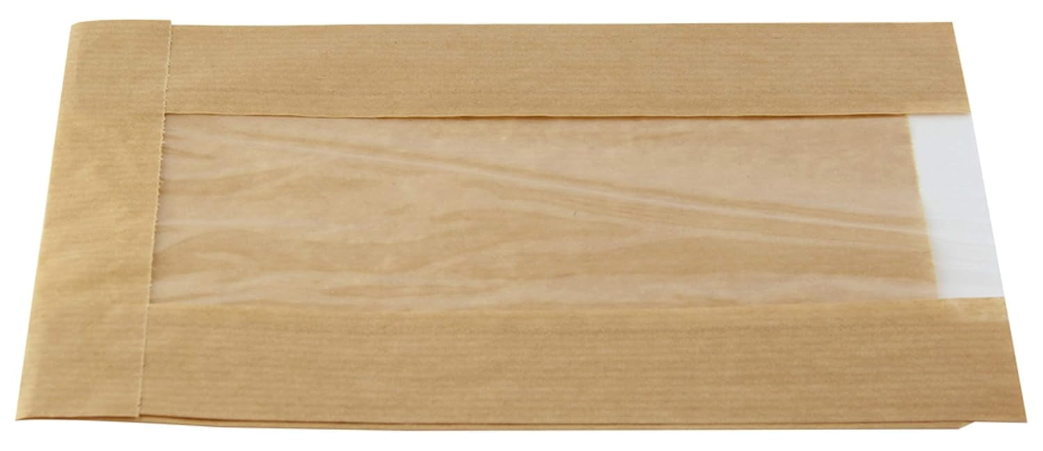 PACKNWOOD - 210SVIS2214 - Brown Kraft Bag with Window - Kraft Sealable ...