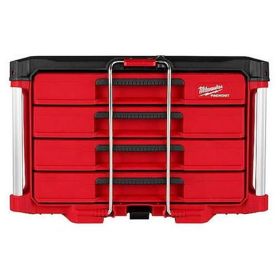 Milwaukee Tool PACKOUT 4-Drawer Tool Box, Polymer, Black/Red, 22 in W x ...
