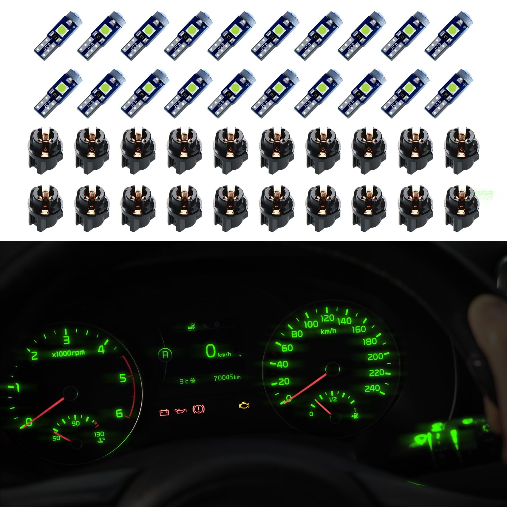 PACLVIO 20Pcs T5 LED OIF8 Lights for Dashboard, Led Bulb, High Light ...