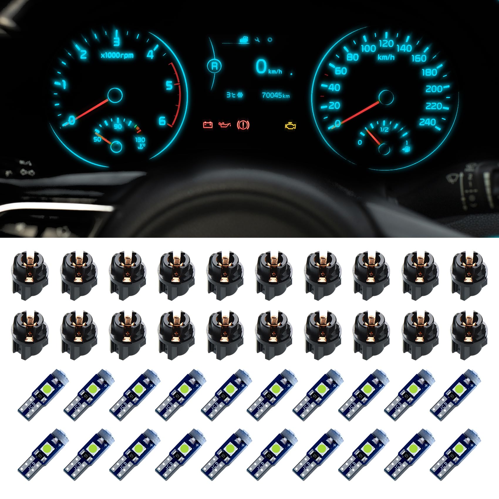 PACLVIO 20Pcs T5 LED STF9 Lights for Dashboard, Led Bulb, High Light Bulb 3030-3SMD Replacement ...