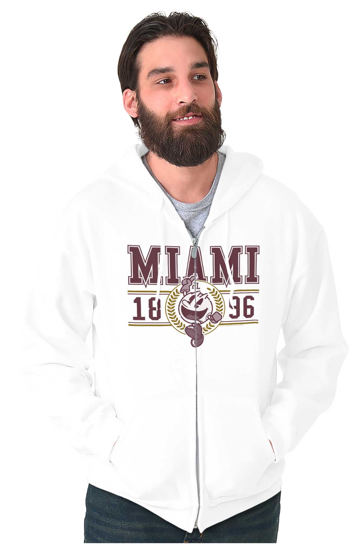 PACMAN Arcade Game Miami Varsity Unisex Plus Size Zip Hoodie Brisco ...