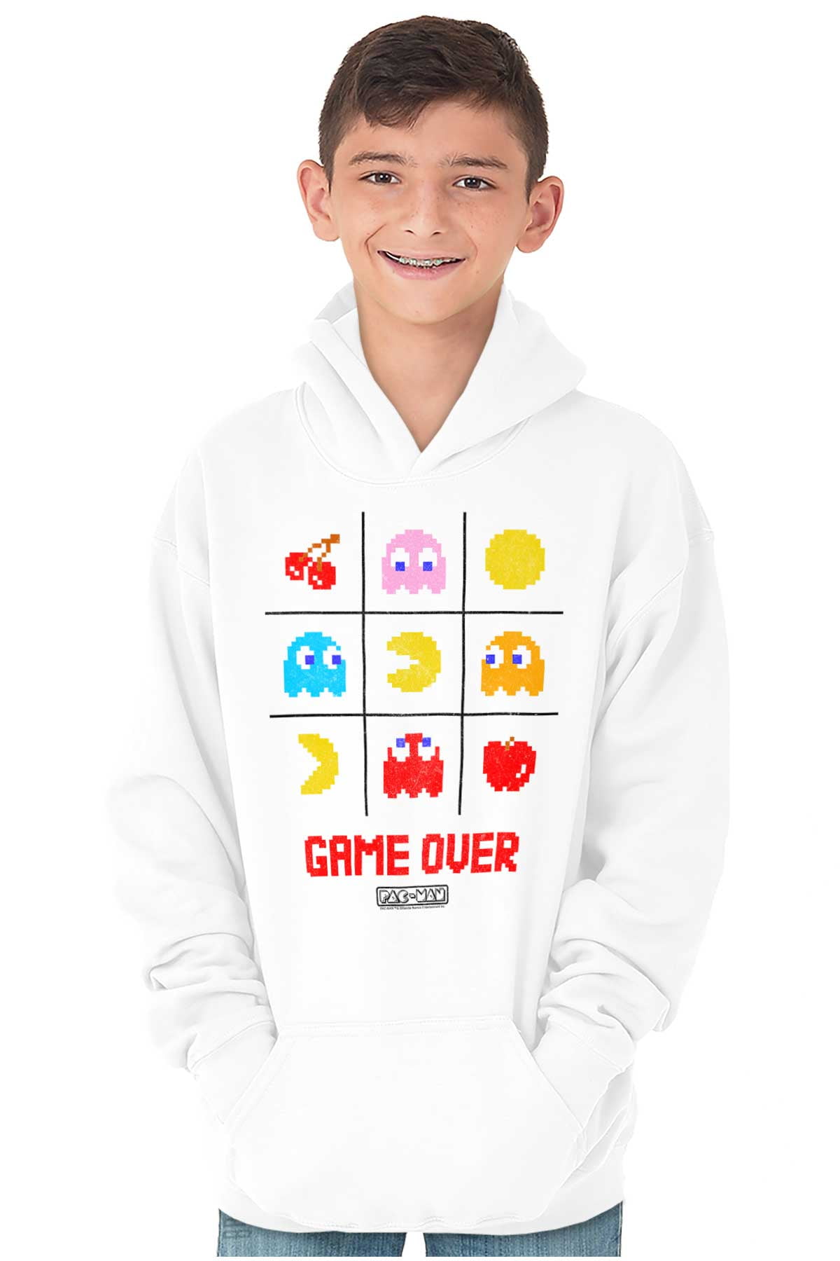 PACMAN Game Over Tic Tac Toe Ghosts Youth Hoodie Boy Girl Teen Brisco ...