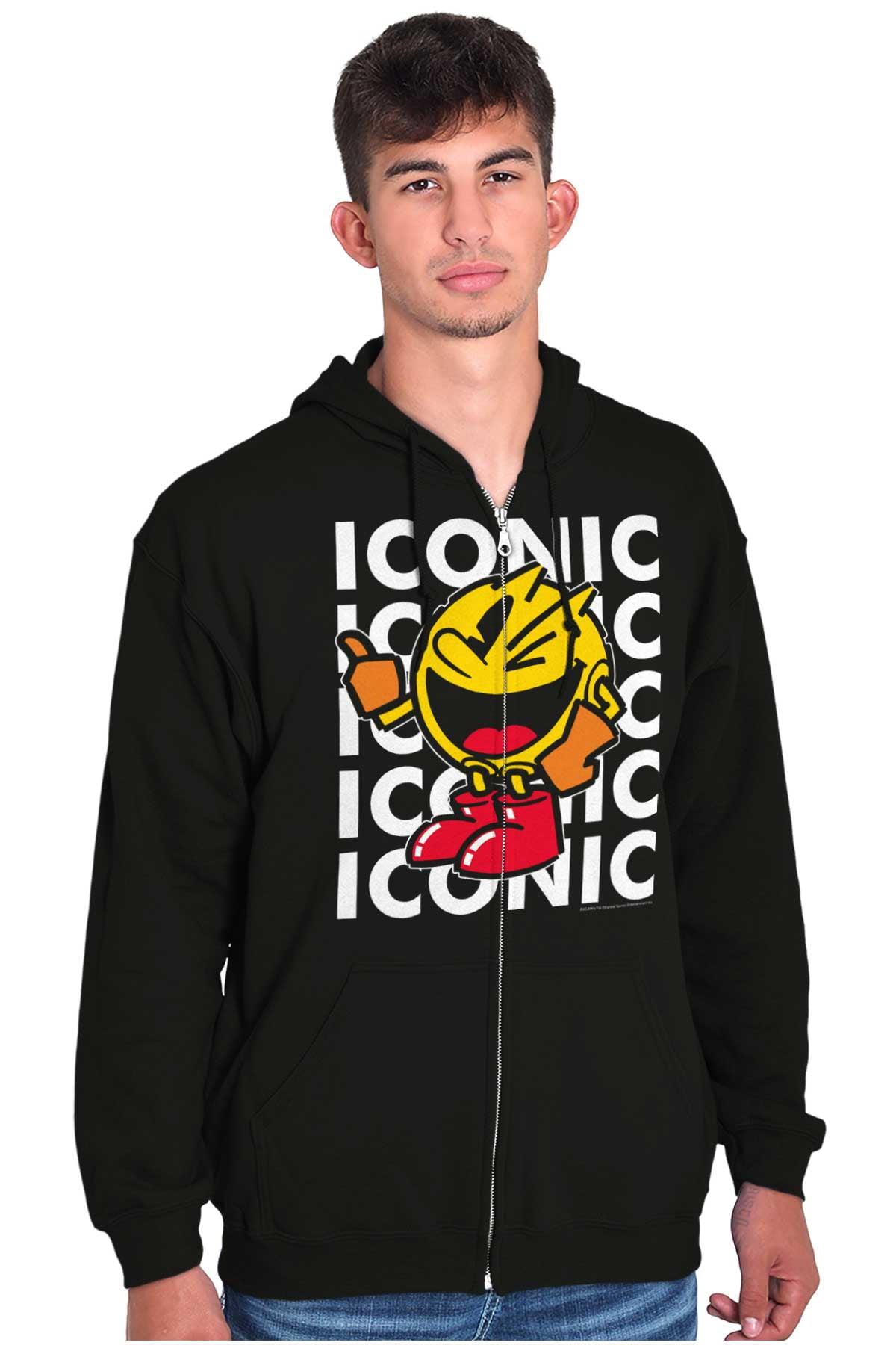 PACMAN Iconic Video Arcade Game Zip Up Hoodie Men's Women's Brisco ...