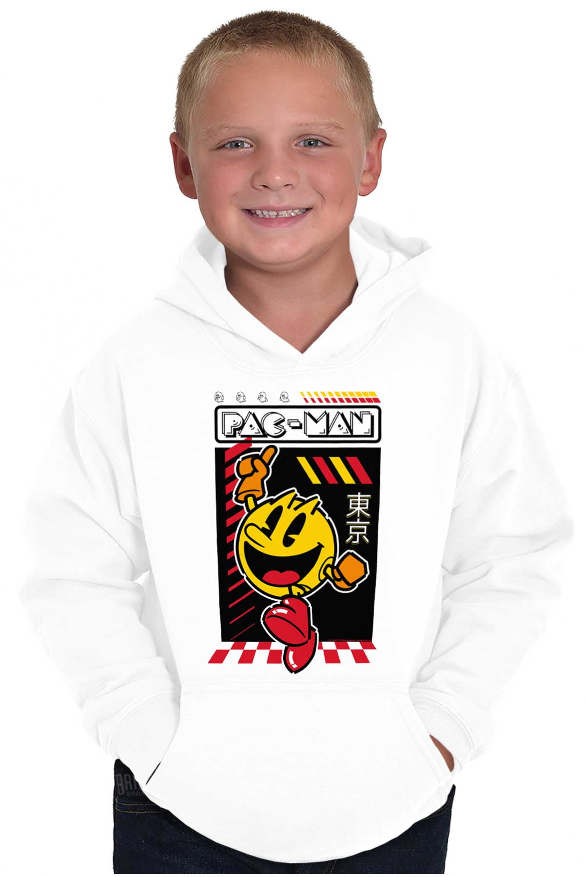 PACMAN Kanji Video Arcade Game Youth Hoodie Boy Girl Teen Brisco Brands ...