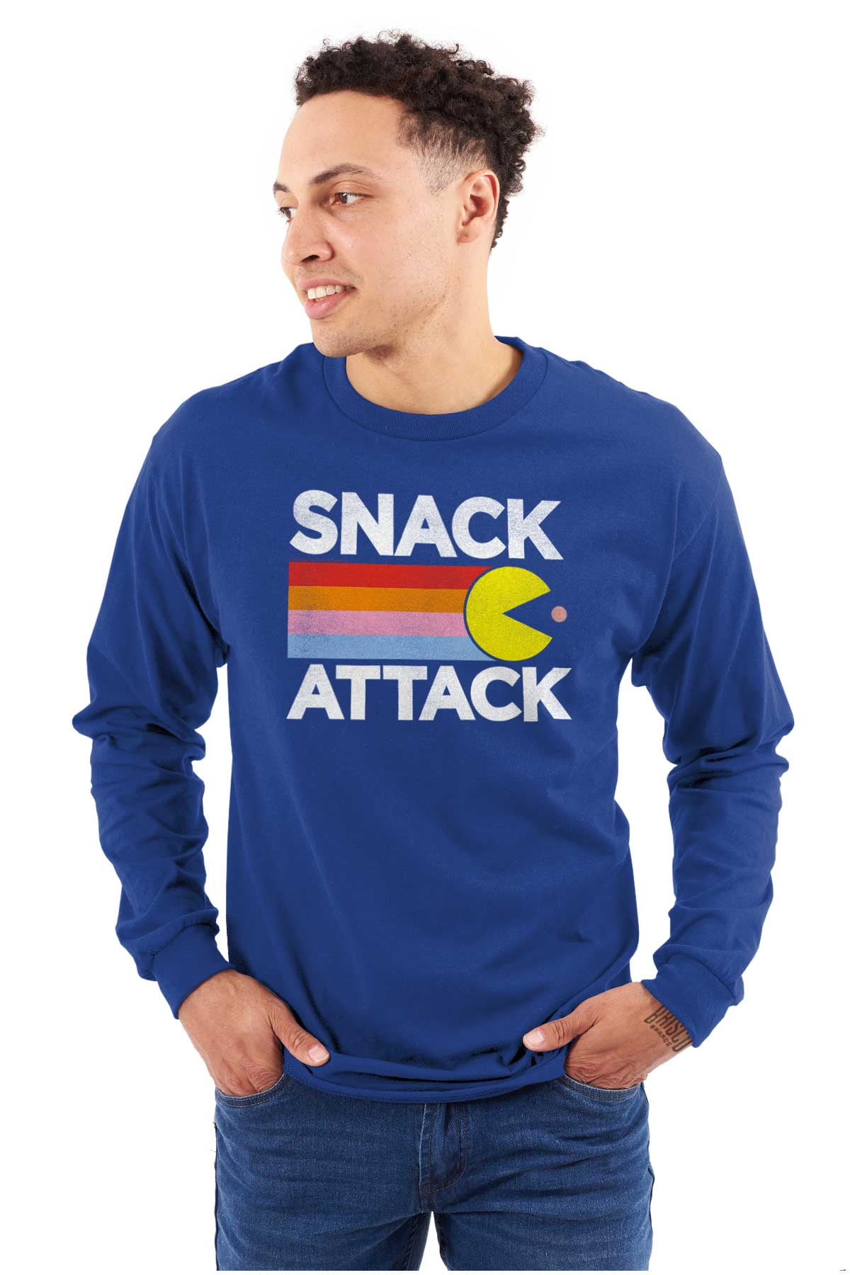 PACMAN Snack Attack Hungry Hangry Unisex Plus Size Long Sleeve Tee ...