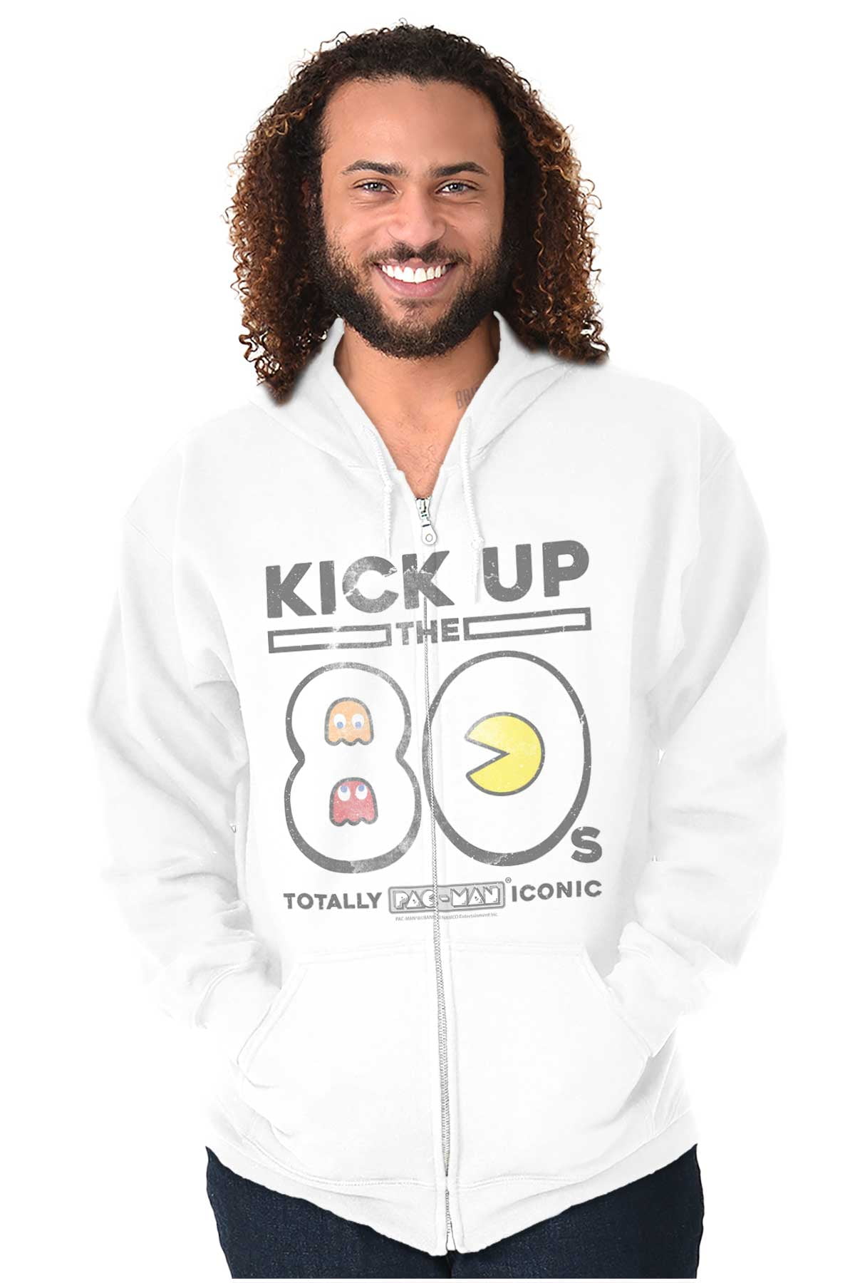 PACMAN Totally Iconic Kick Up the 80s Zip Up Hoodie Men's Women's ...