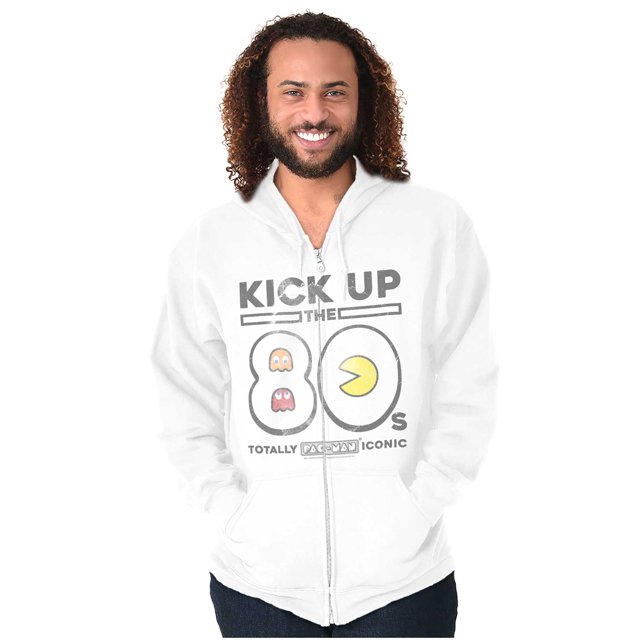 PACMAN Totally Iconic Kick Up the 80s Zip Up Hoodie Men's Women's ...