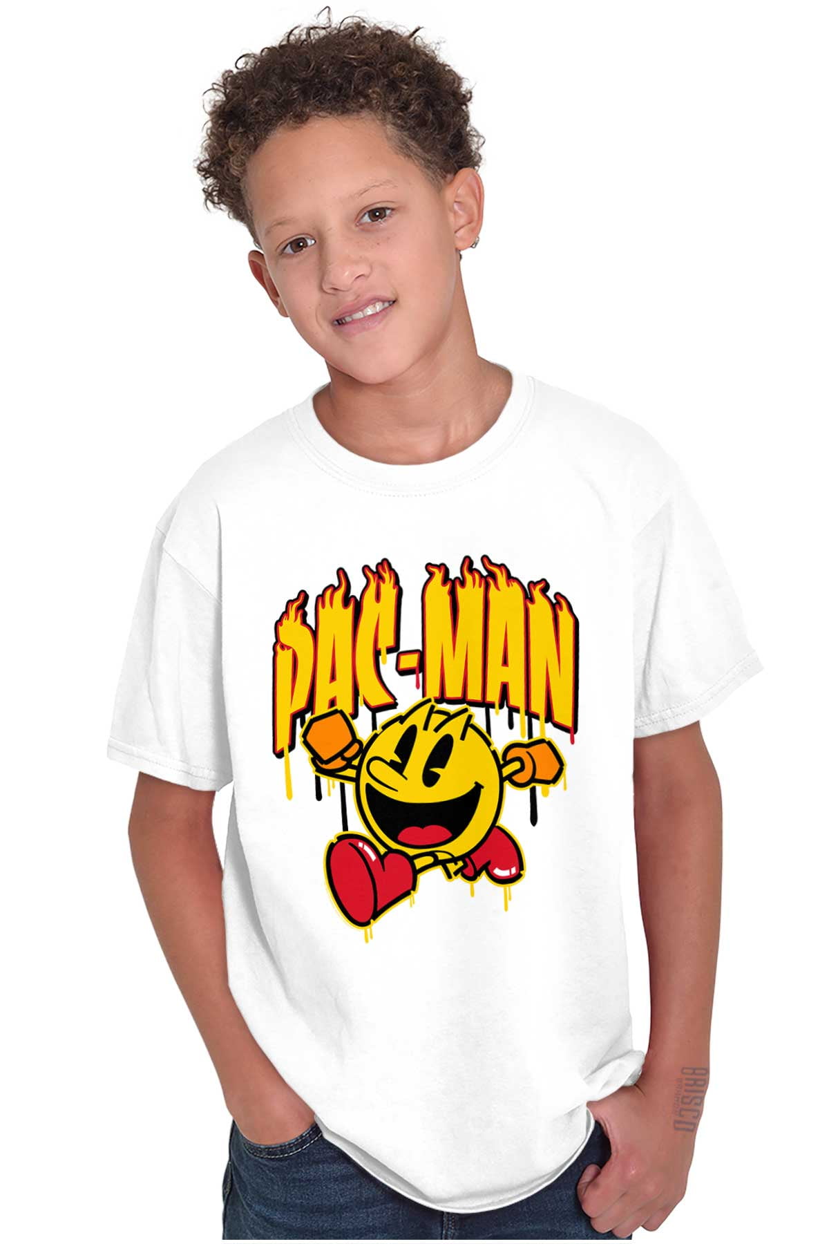 PACMAN Video Arcade Game Fire Logo Crewneck T Shirts Boy Girl Teen ...