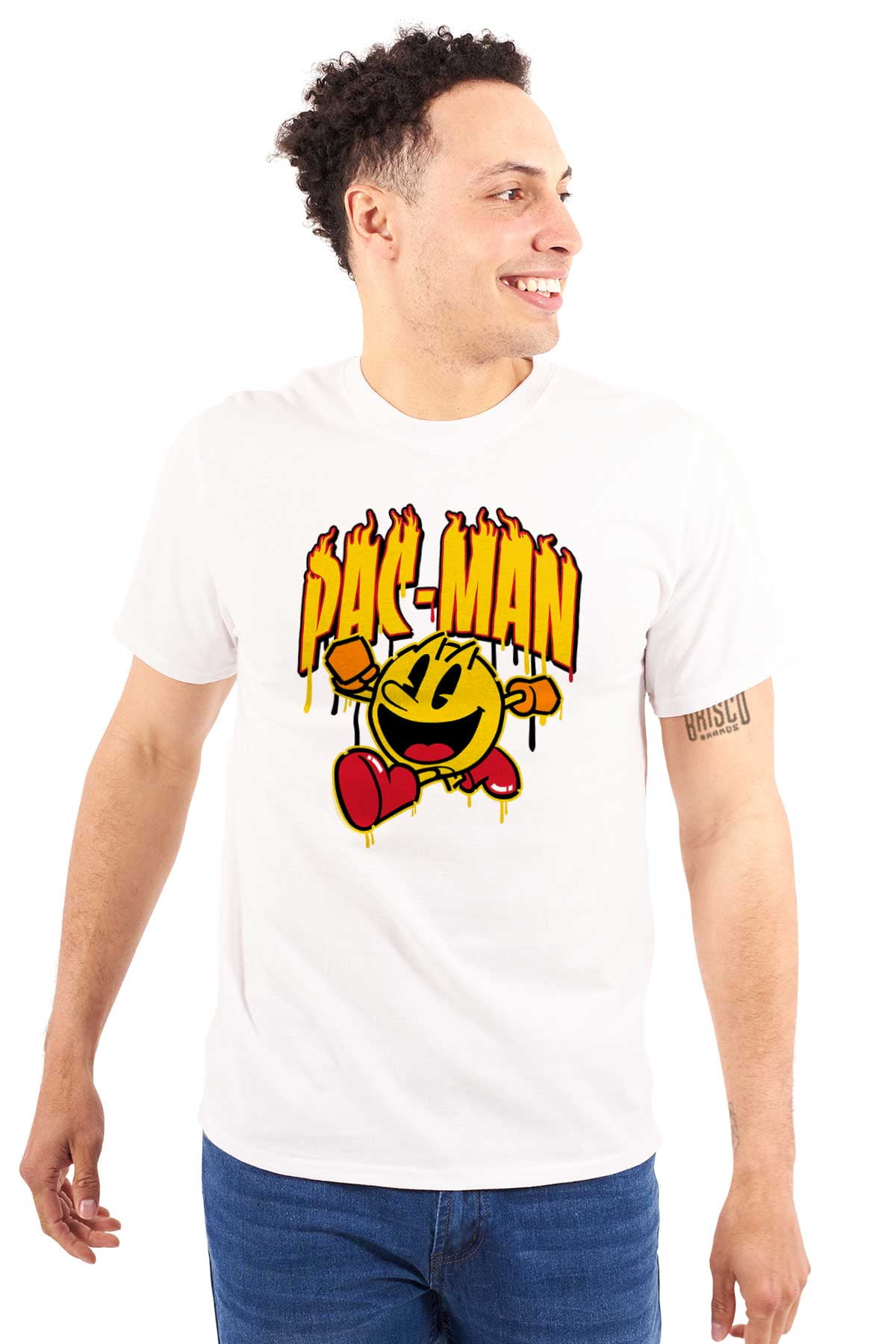 PACMAN Video Arcade Game Fire Logo Men's Graphic T Shirt Tees Brisco ...